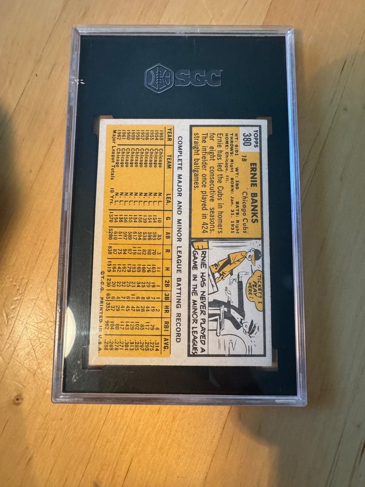 1963 Topps #380 Ernie Banks SGC 7 SHARP CENTERED HOF Cubs | eBay