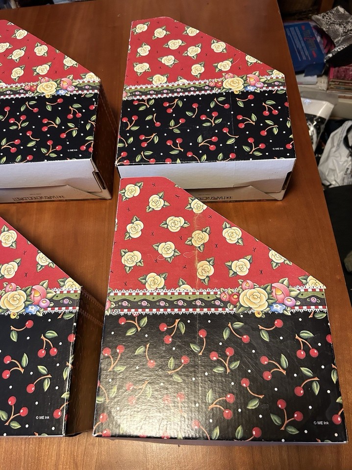 4 Mary Engelbreit Magazine File Holders Roses Cherries Desk Scrapbook ...