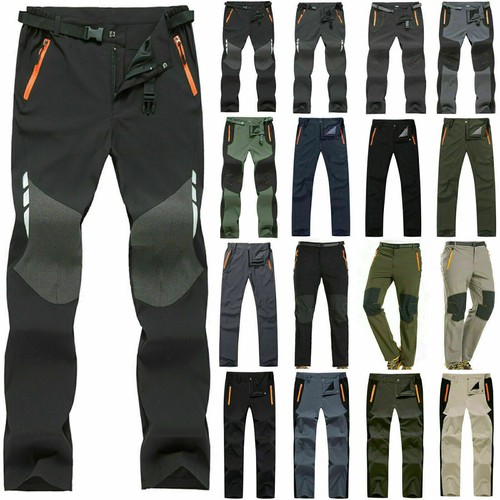 Men Waterproof Cargo Walking Trousers Hiking Fishing Soft Shell Work ...