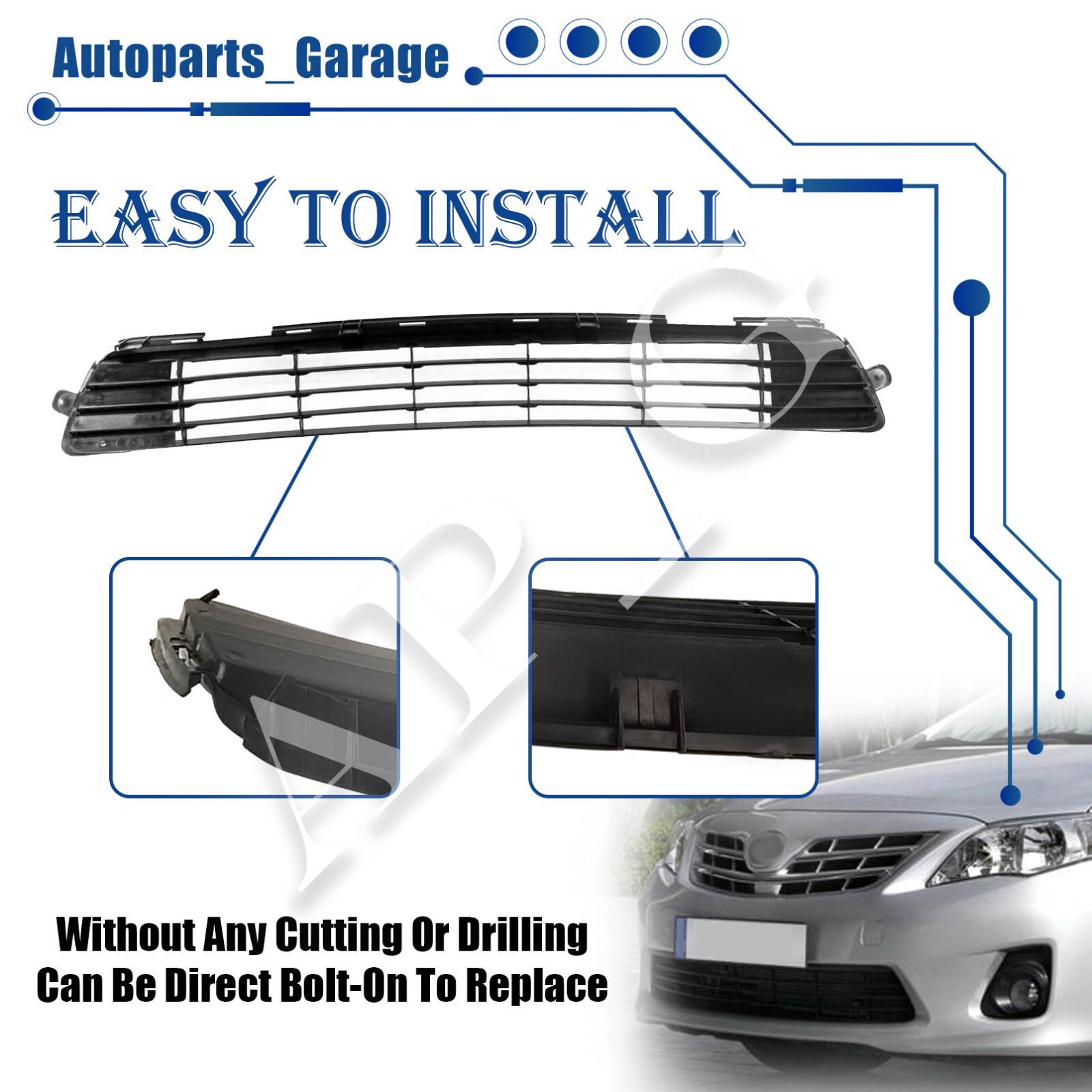 For 2011 2012 2013 Toyota Corolla Front Bumper Lower Grille TO1036125 ...