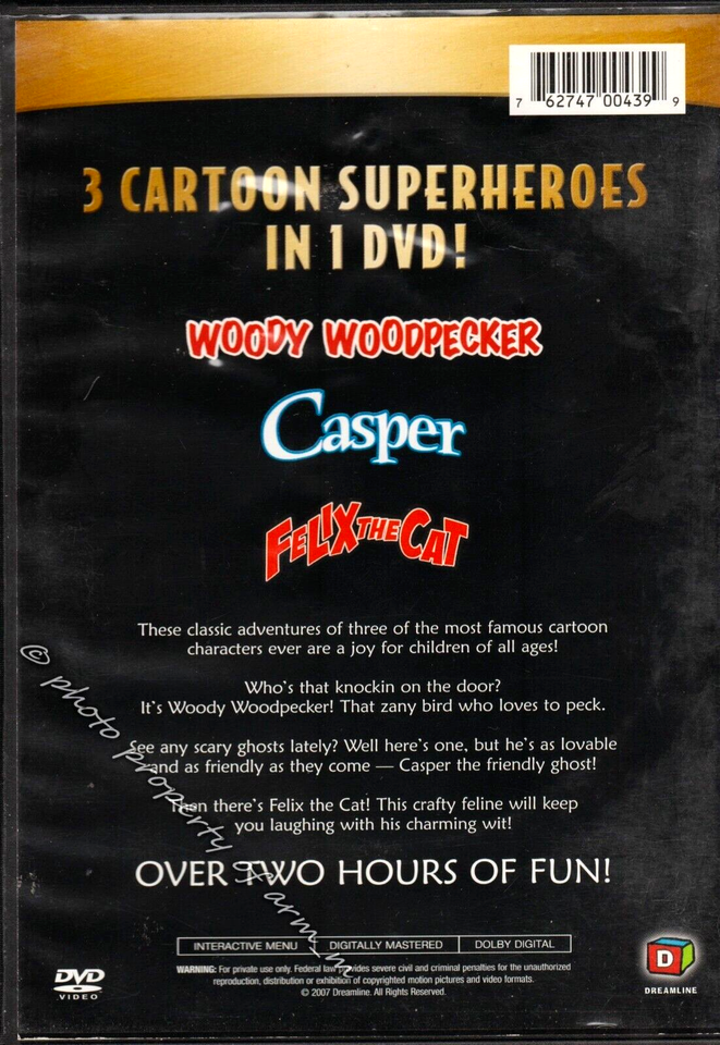 3 Cartoon Favorites Casper, Woody Woodpecker, Felix The Cat (DVD 2007 ...