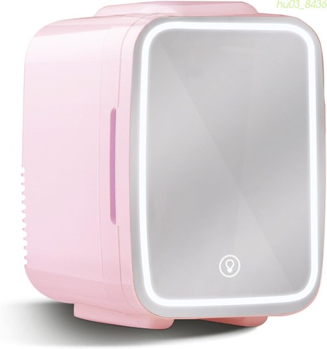 Mini Skincare Fridge with Dimmable LED Mirror, 4Liter/6 Cans Cooler ...