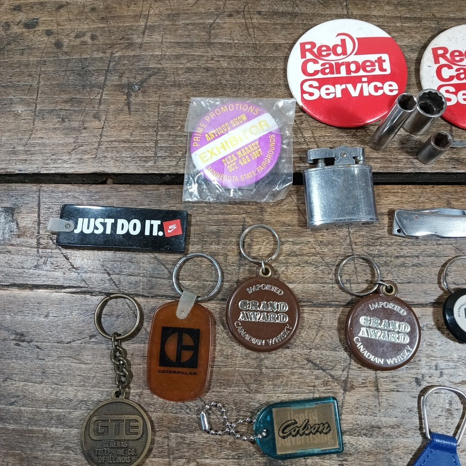 Vintage Lot Keys Keychains Nike Junk Drawer Pocket Knives Timex Watch ...