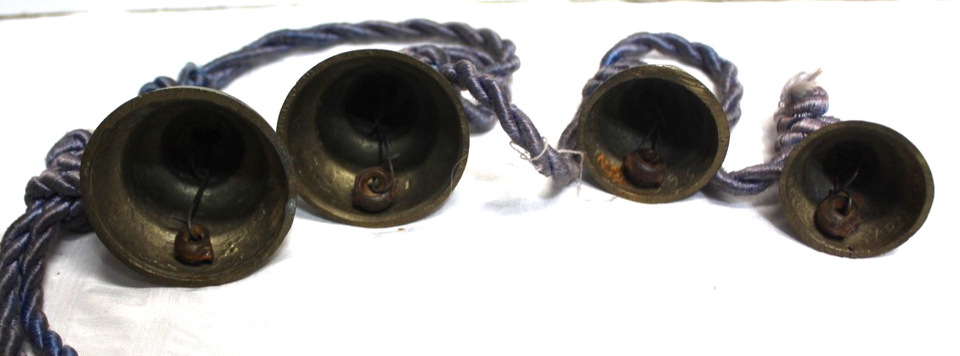 Vintage String Of Four Graduated Small Brass Bells | eBay
