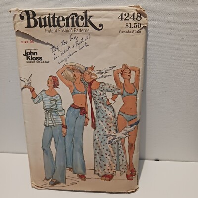 Vintage Butterick Pattern 4248 Size 8 swimsuit, top, pants UNCUT | eBay