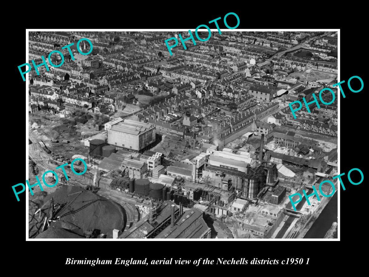 OLD LARGE HISTORIC PHOTO BIRMINGHAM ENGLAND AERIAL VIEW OF NECHELLS ...