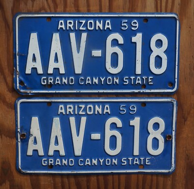1959 Arizona License Plate Plates PAIR / SET | eBay