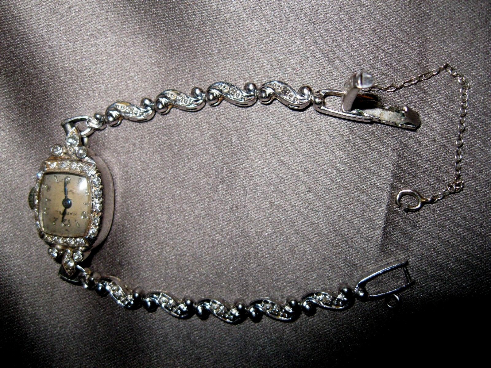 Ladies HARVEL Art Deco 14kt White Gold Panel Link 33 Diamond Wrist ...