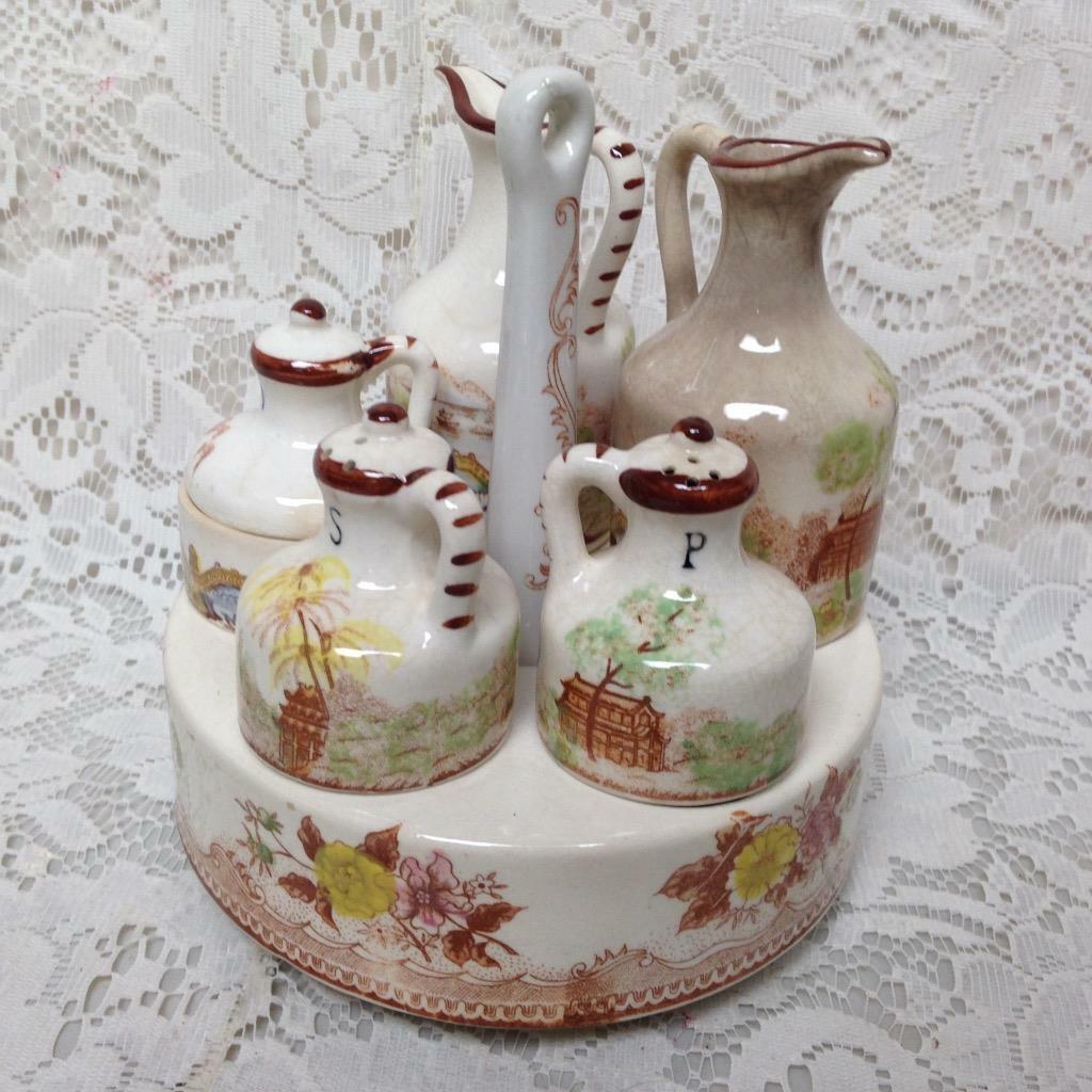 Vintage, Rare, Japan, Variant Gaudy Blue Willow 9pc Condiment set | eBay