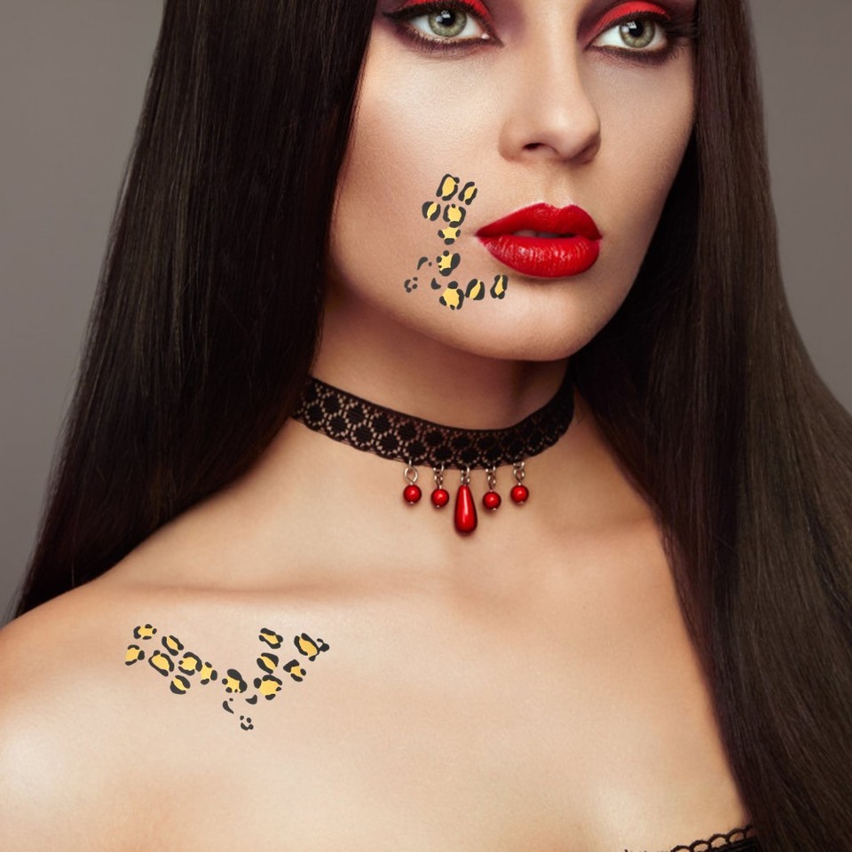 15 Sheets Leopard Tattoos Temporary Tattoos for Women Costume Prop ...