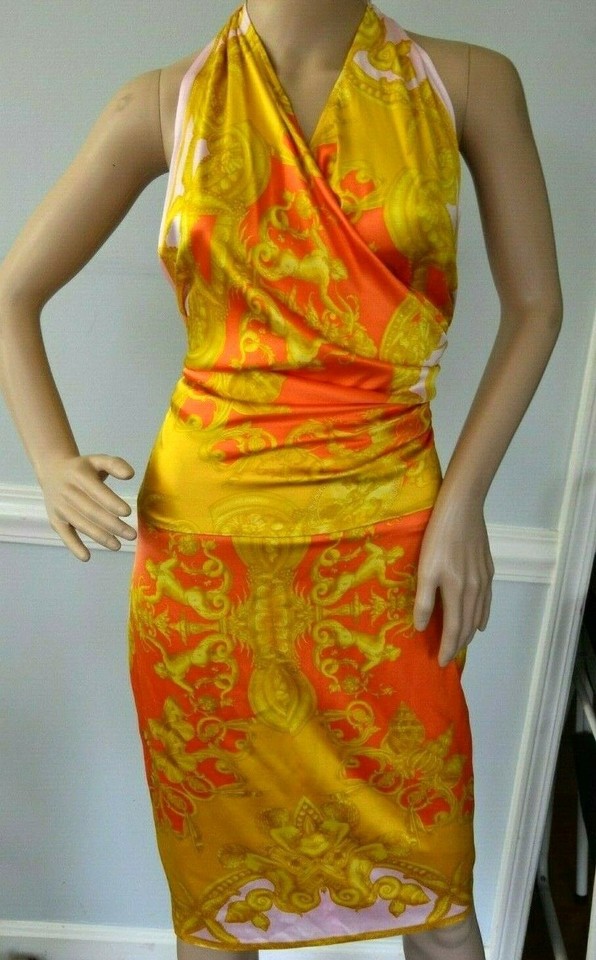 Gianni VERSACE Spring 2005 Silk Stretch Baroque Runway Dress US 2 4 6 ...