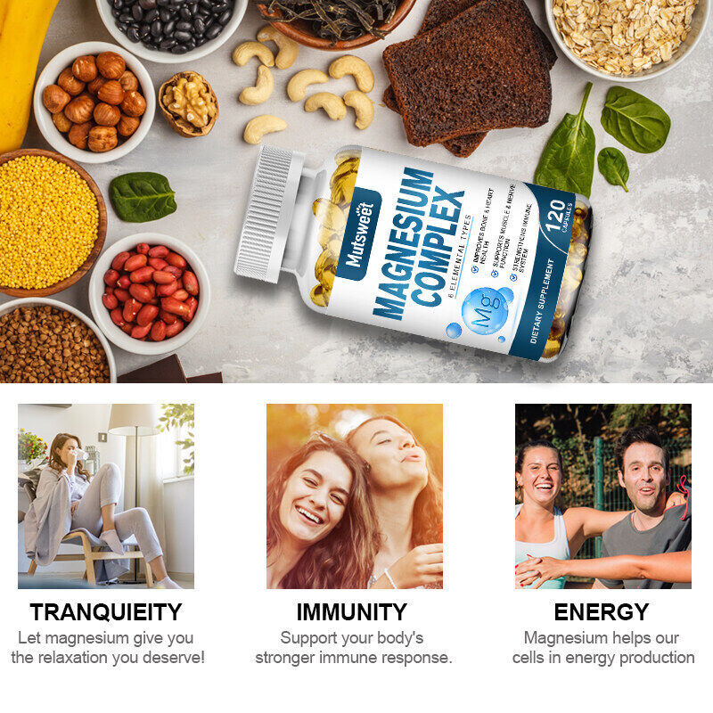 120pc Magnesium Complex 500mg Natural Anti Anxiety & Stress Relief ...