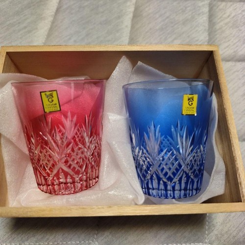 Kagami Crystal Red Blue Tumbler Set | eBay