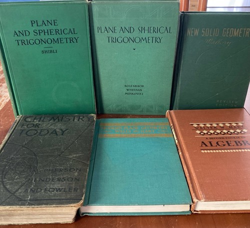 LOT OF 6 Books Plane Geometry Trigonometry Algebra New Solid Geom 1926 ...