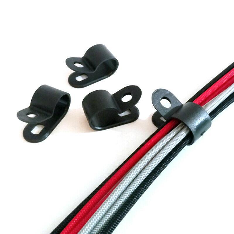 200PCS P Shape Fixed Clamps Nylon Plastic Fasteners Clips Box Cable ...