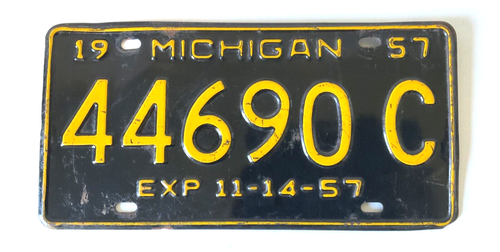 Rare 1957 MICHIGAN HALF YEAR Commercial License Plate All ORIGINAL NICE ...