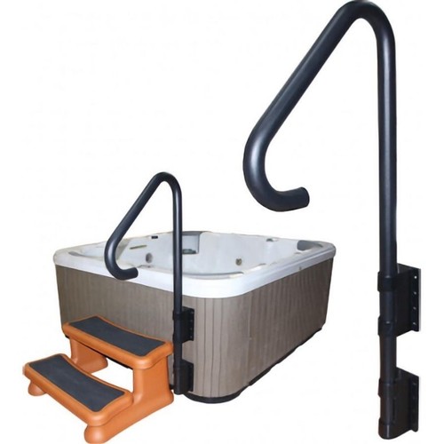 Spa Hand Rail - Black Stainless Steel Long Mounted Bar Hot Tub Pool ...