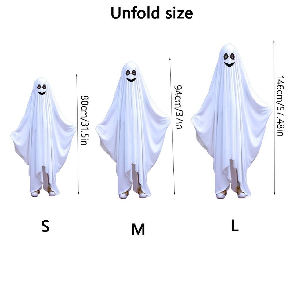 Hooded Ghost Poncho Robe Fright Clothes Ghost Cosplay Costume Adult ...