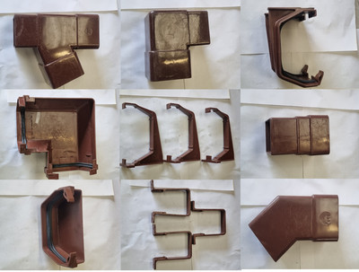 Square Guttering Brown PVC - Bends , Clips , Stops , Outlets , Branches ...