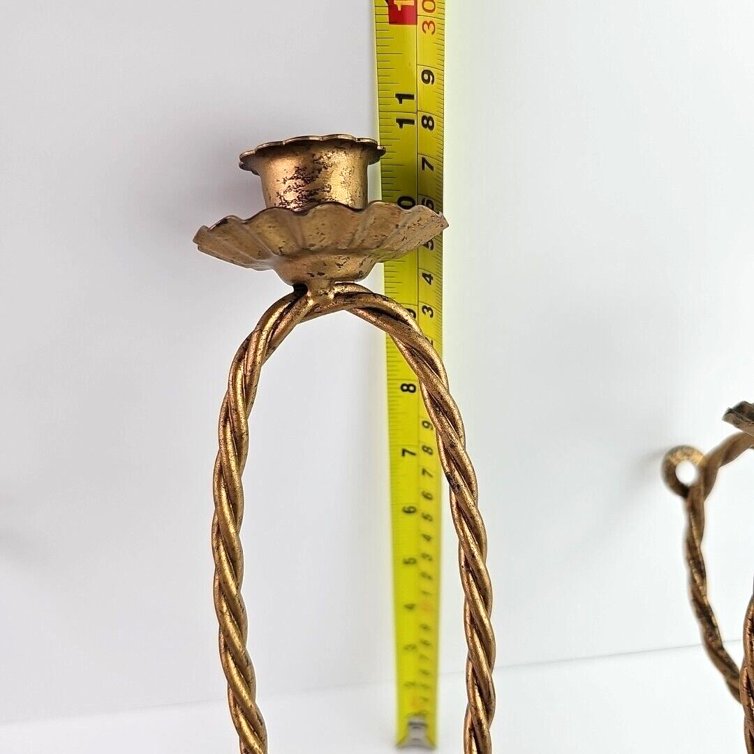 Vtg HOME INTERIOR Homco Gold Metal Twisted Rope Wall Sconce 5 Candle ...