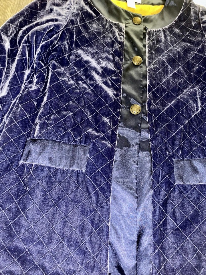 Soft Surroundings Womens Sm Silk Rayon Blue Velvet Jacket Quilted M | eBay
