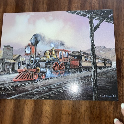 Ted Blaylock Lithograph Tin Sign Steam Engine Locomotive Train Size 16 ...