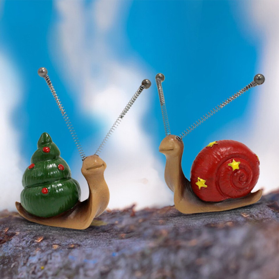 Snail Figurines, 4 Brightly Coloured Snail's Shells, Miniature Garden ...