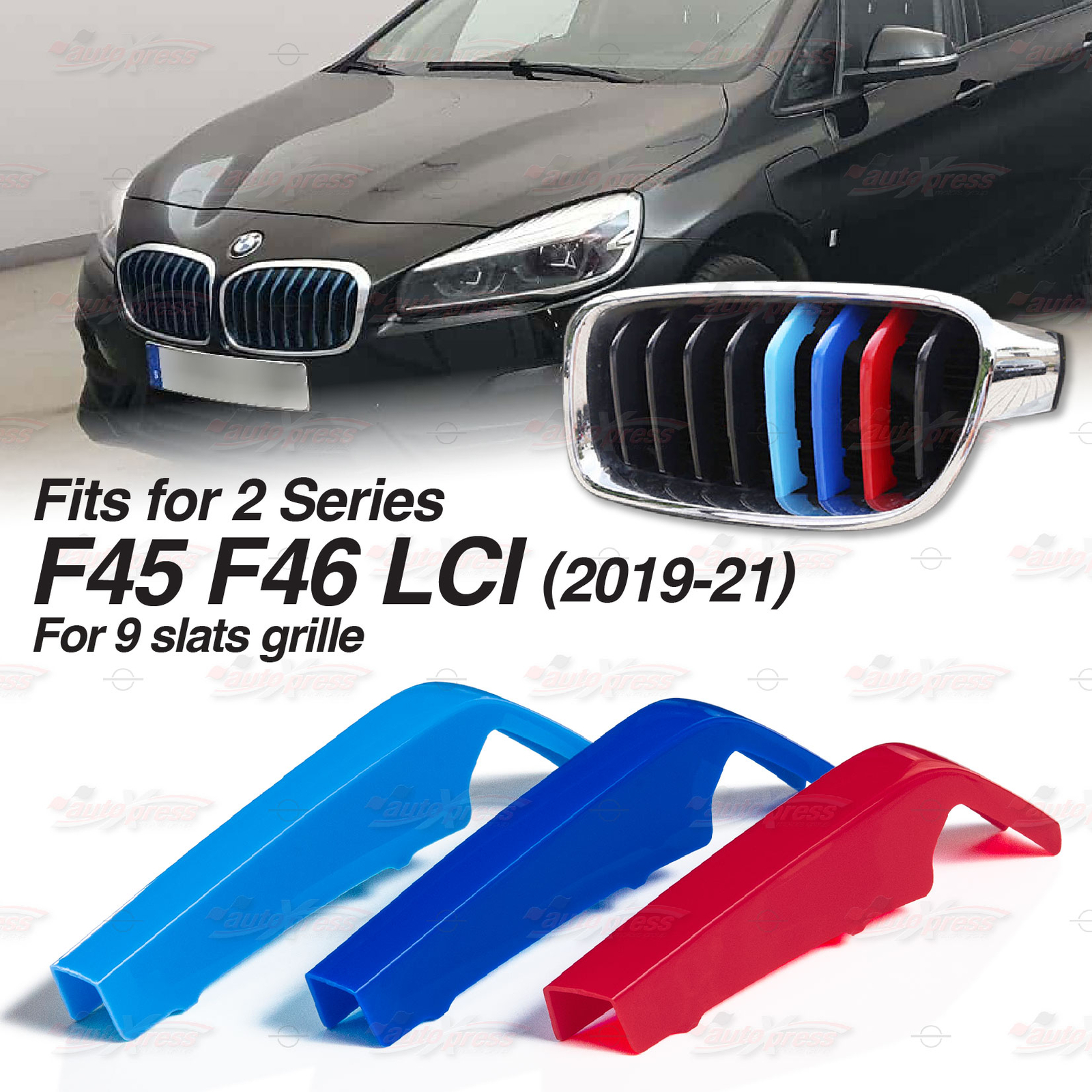 M-Sport 9 Slat Kidney Grille 3 Color Covers for BMW 2 Series F45 F46 ...