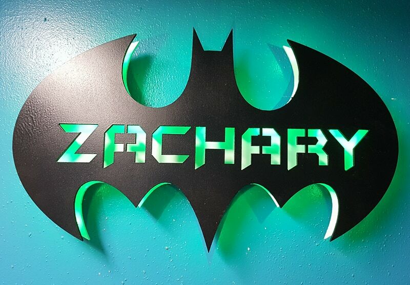 Batman sign, personalized Led Custom wood batcave sign, Superhero night ...