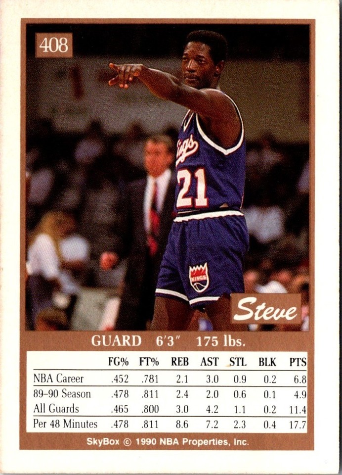 1990 SkyBox Steve Colter #408 Sacramento Kings Basketball Card | eBay