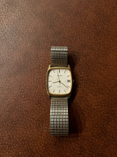 Elgin Quartz Watch Gold Tone Dial Stretching Band FC 174-008 | eBay