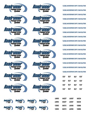 HO Scale Truck / Trailer Decals. " Roadrunner Transportation " | eBay