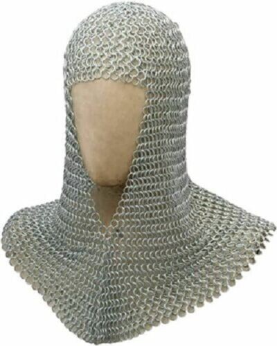 Medieval Mild Steel Butted Chainmail Coif Reenactment Hood Armor LARP ...