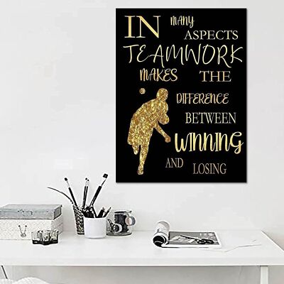 Baseball Player Sport Abstract Wall Art Print, Black Gold Motivational ...