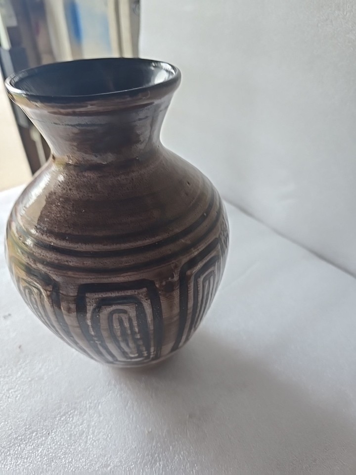 "Vintage Fortis Pottery England Studio Art Ceramic Vase – Brown Drip ...