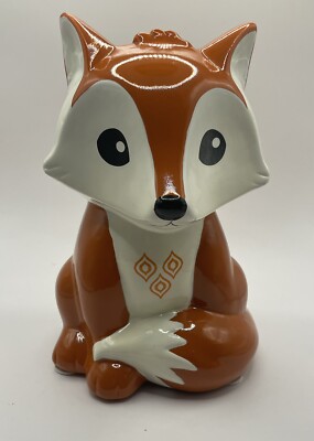 Fox Ceramic Coin Bank Burnt Orange White Fab Starpoint NY Piggy Bank ...