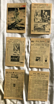 Miniature Daily Express Newspapers. Moon Landing,VE Day,Abdication ...
