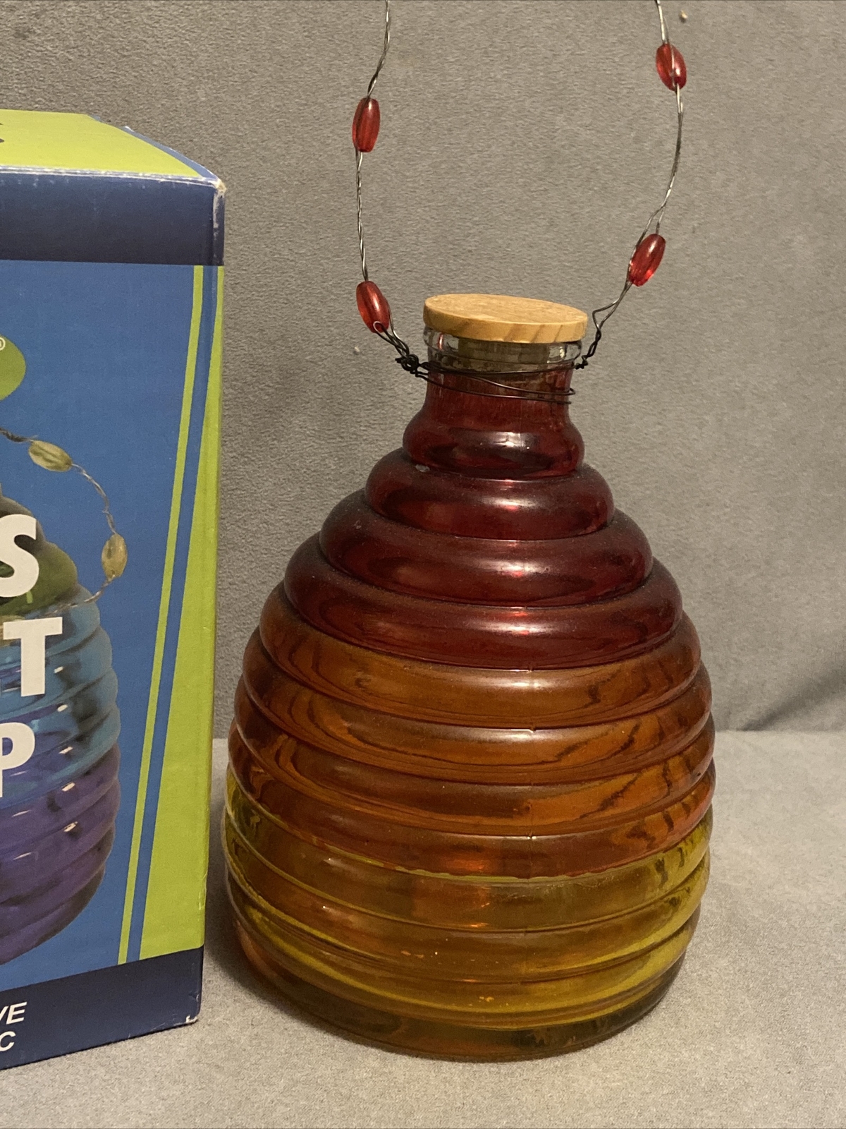 Multicolor BioCare Glass Insect/Bee Trap Hive Red Orange with Stopper ...