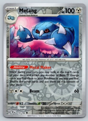Metang 114/162 - Pokemon TCG Temporal Forces (2024) - NM - Reverse Holo ...