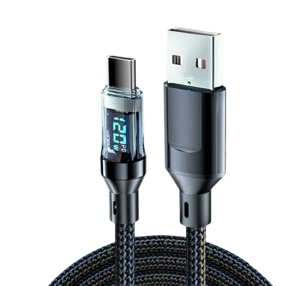 120w Super Fast USB Type-C Charging Cable Braid Phone Charger Lead with ...