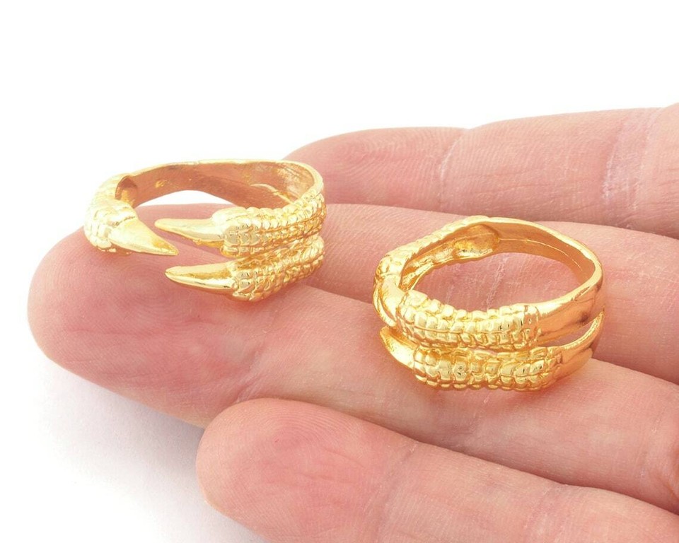 Claw ring adjustable Shiny gold plated brass (18mm 8US inner size ...