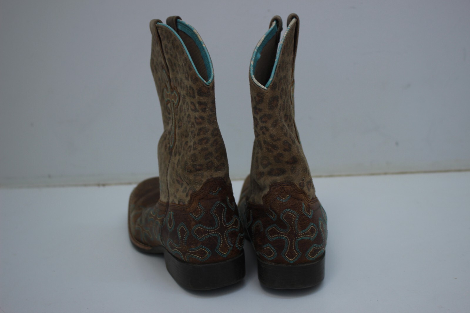 Ariat Crossroads Boots Youth 2 Brown Leopard Print Leather Square Toe ...