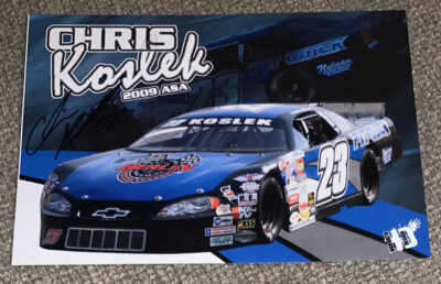 Chris Koslek Signed 2009 Berlin Raceway ASA Postcard Hero Card NASCAR ...