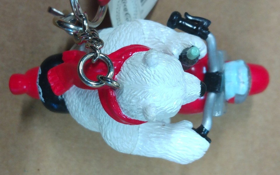 Coca-Cola Polar Bear riding Motorcycle Flashlight Keyring - light not ...