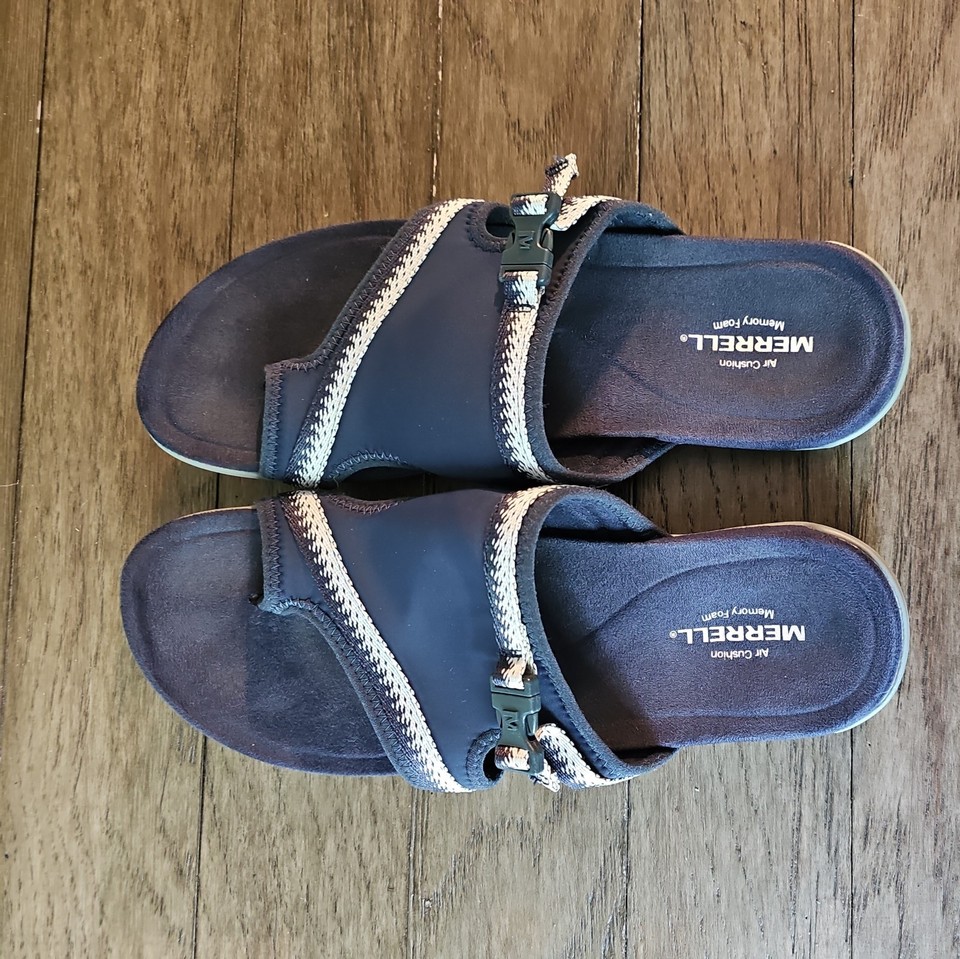 Merrell air Cushion memory foam Slip On slide sandal Navy Grey Women’s ...