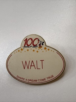 Walt Disney World 100 Years of Magic Walt Name Tag Cast Member Pin HARD ...