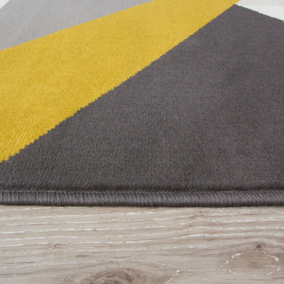 Ochre Mustard Rugs For Living Room Modern Soft Warm Yellow & Grey ...