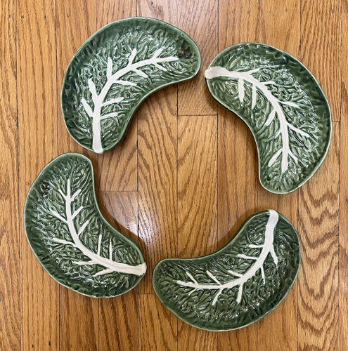 4 VTG Cabbage Ware Leaf Crescent Shaped Side Plates/ Dish 519 Green ...