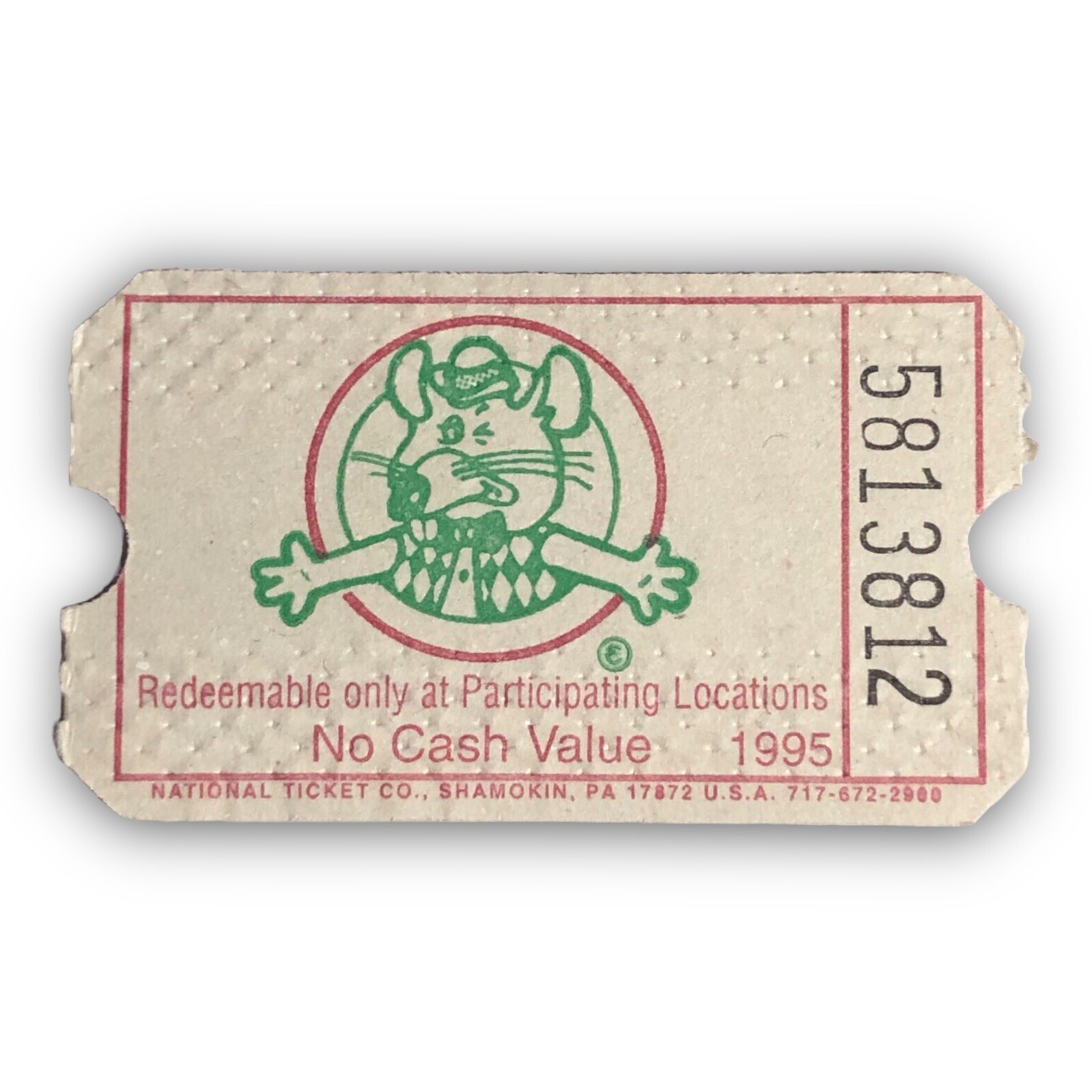 RARE VINTAGE CHUCK E CHEESE SHOWBIZ PIZZA TIME THEATRE 1995 TICKET ...