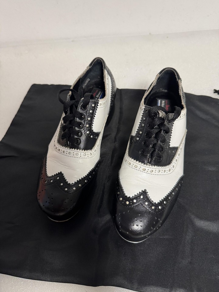 Miller & Ben Tap Shoes Mens Size 9 Black White Jazz Oxford Leather ...